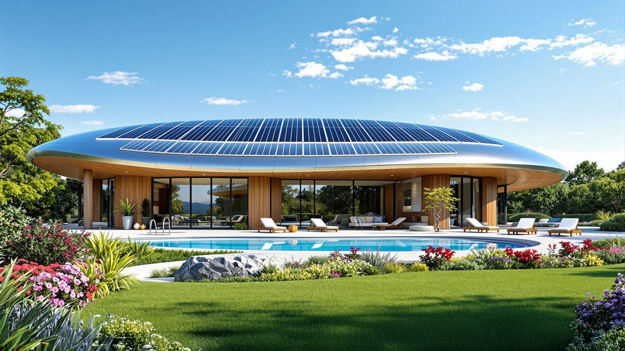 Ultra-Modern, Luxurious House with Sleek Solar Panels Integrated into ...