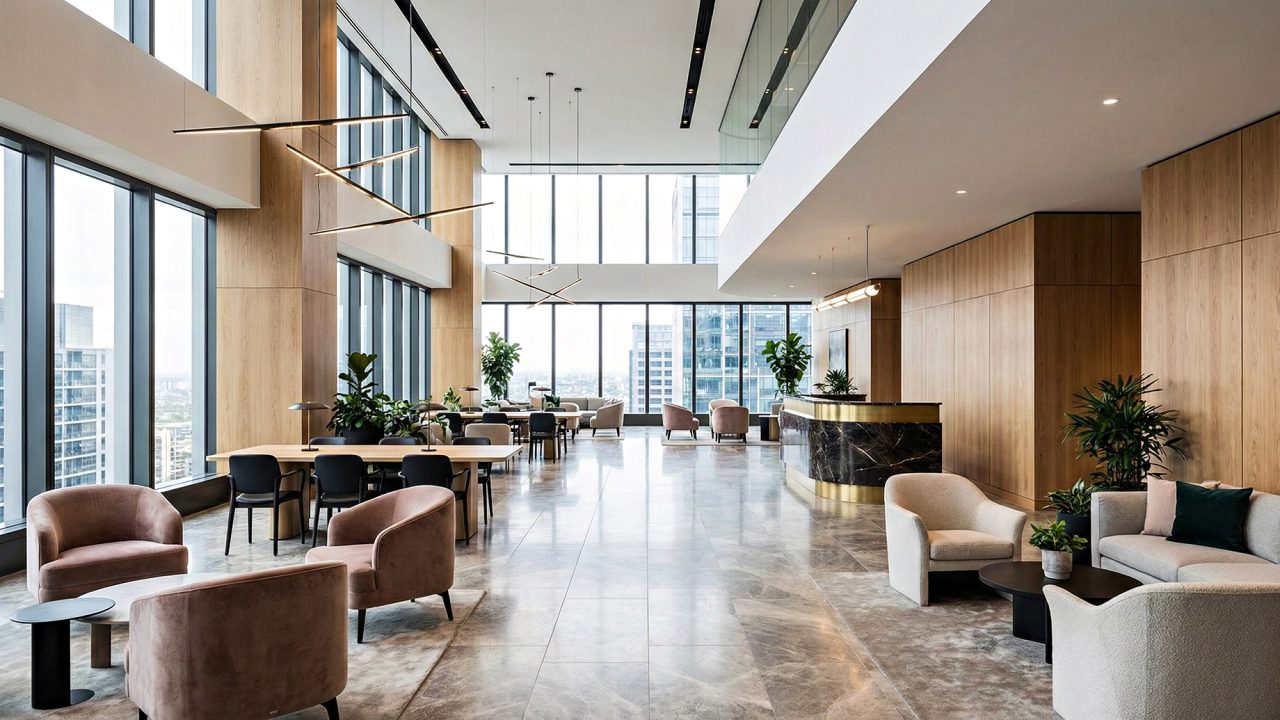 Modern Luxury Commercial Lobby and Lounge with City Views – The ...